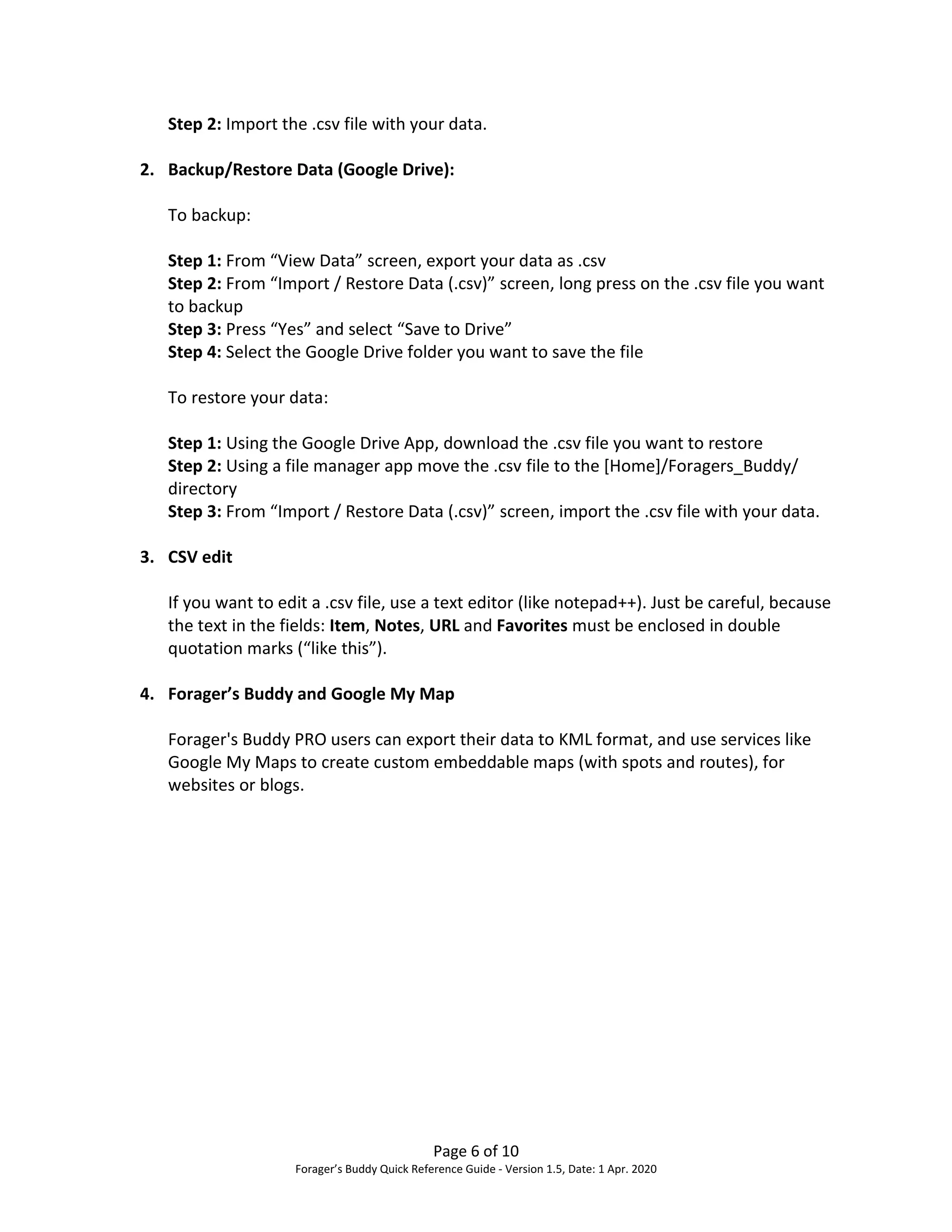 Forager's Buddy - Quick Reference Guide [Version 1.5] | PDF