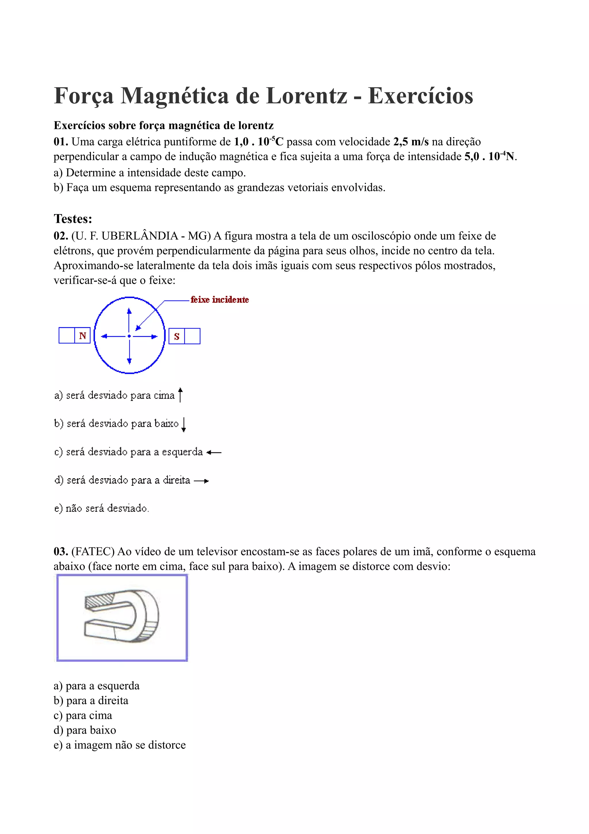 Física - Força Magnética de Lorentz | PDF