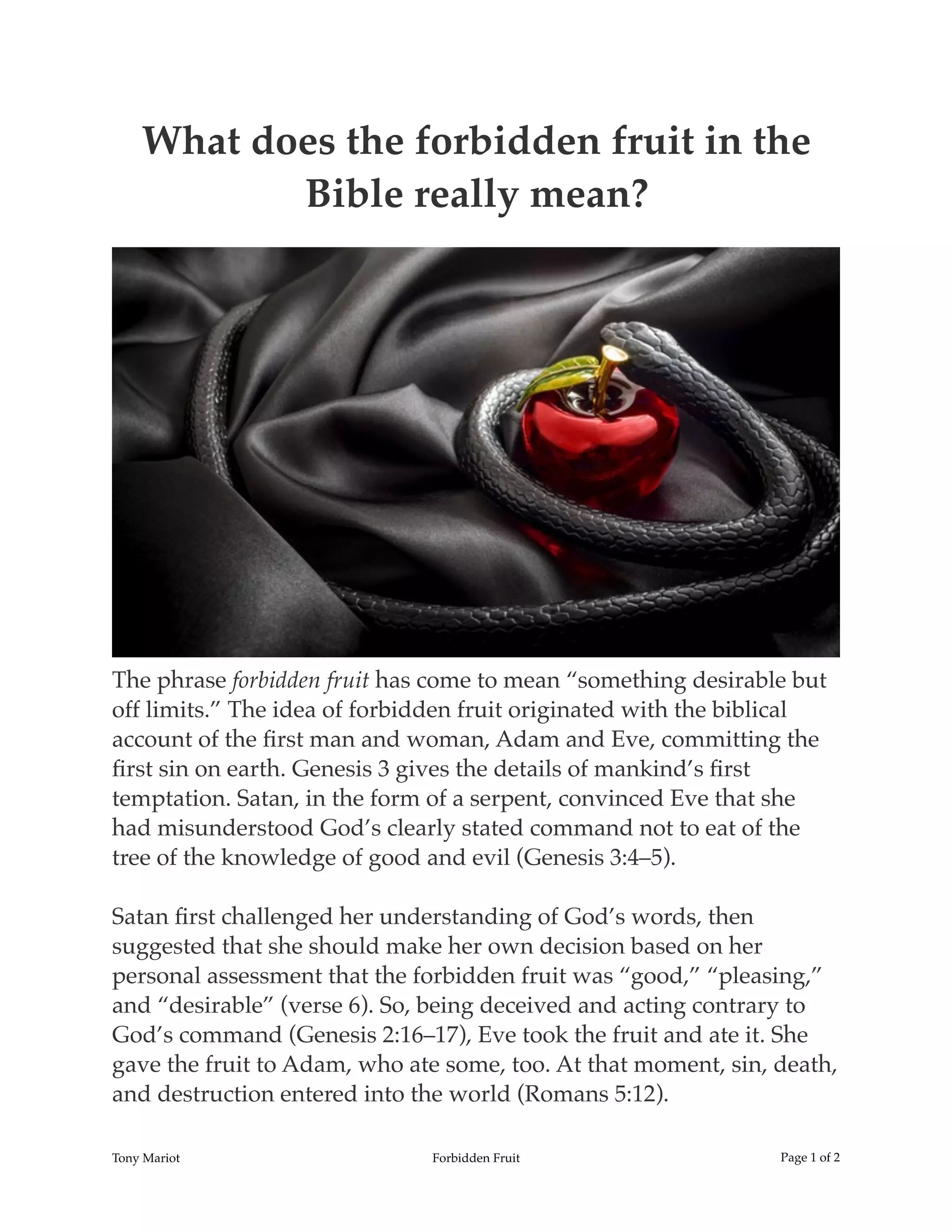 Forbidden Fruit | PDF