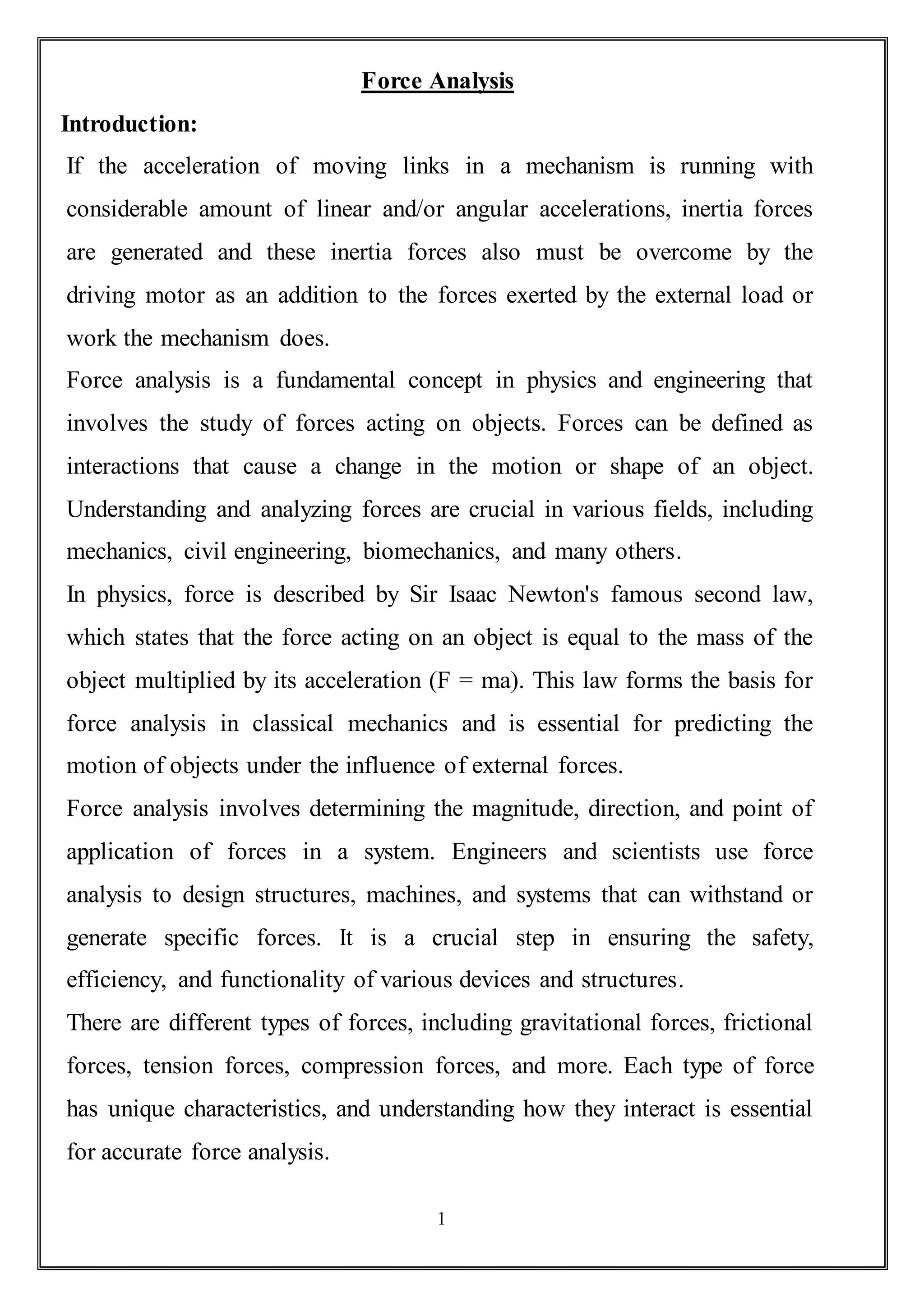 force analysis in civil engineering force | PDF