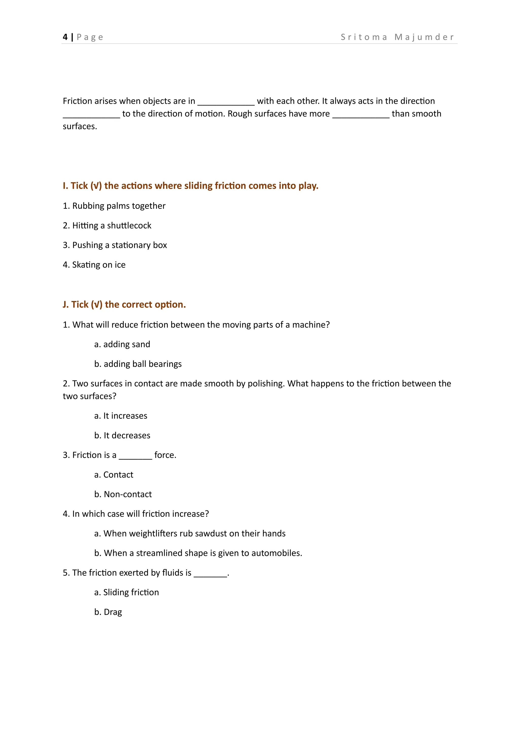 CBSE - Grade 8 - Physics - Force and Friction - Neptune Science ...