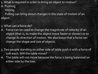 Force and laws of motion 1 | PPT