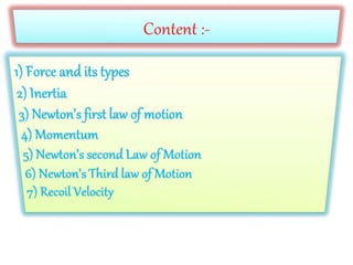 Force and laws of motion ppt for class 9 CBSE | PPTX