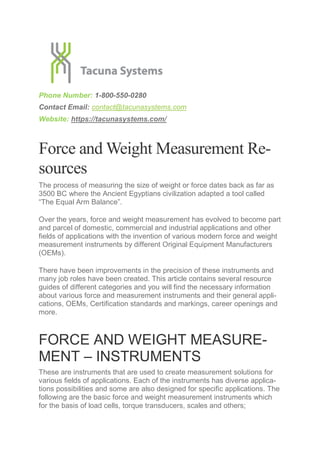 Force and Weight Measurement Resources | PDF