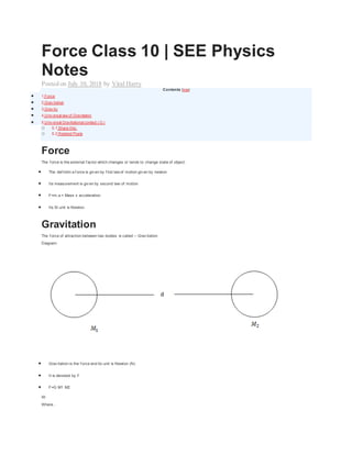 Force Class 10 | SEE Physics Notes | DOCX
