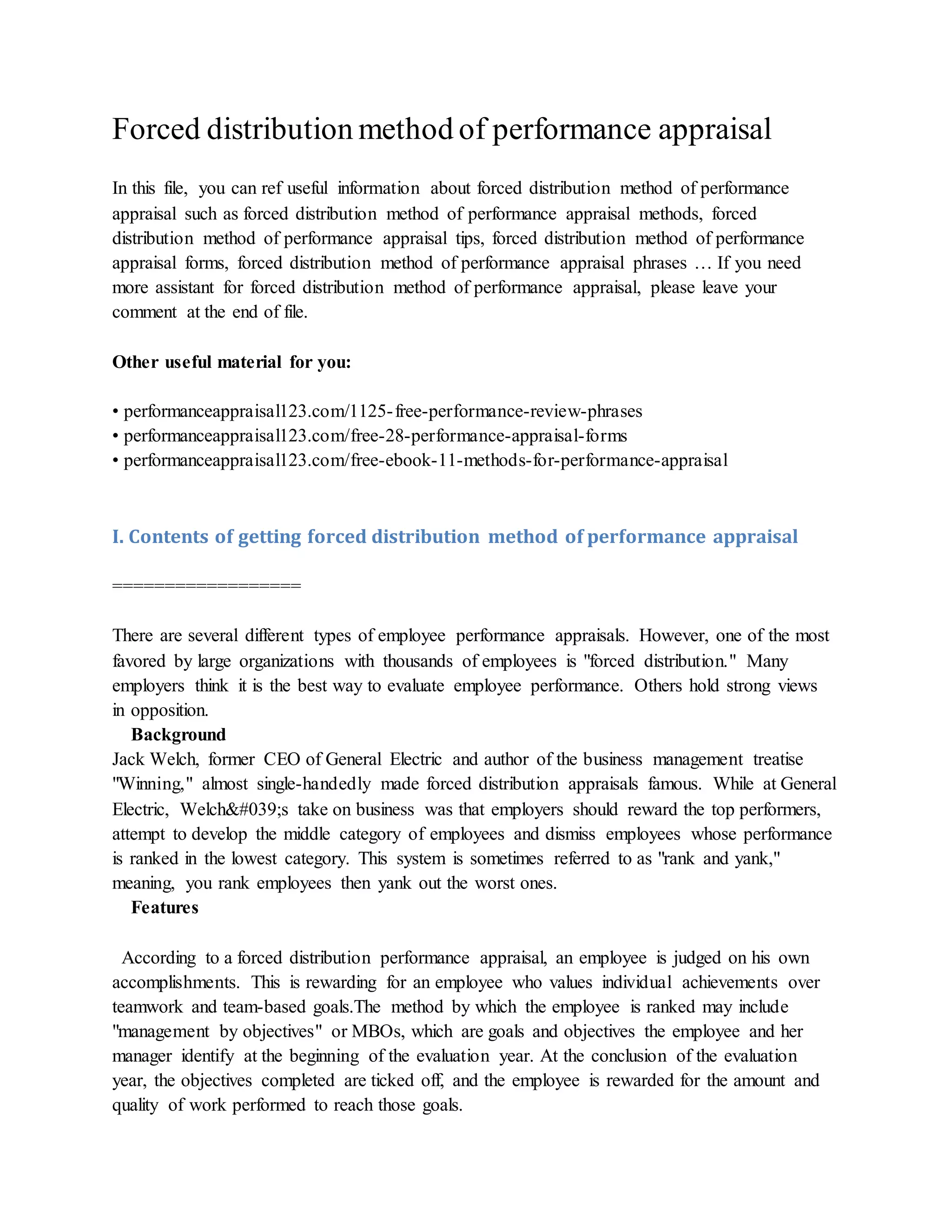 Forced distribution method of performance appraisal | DOCX | Resume ...