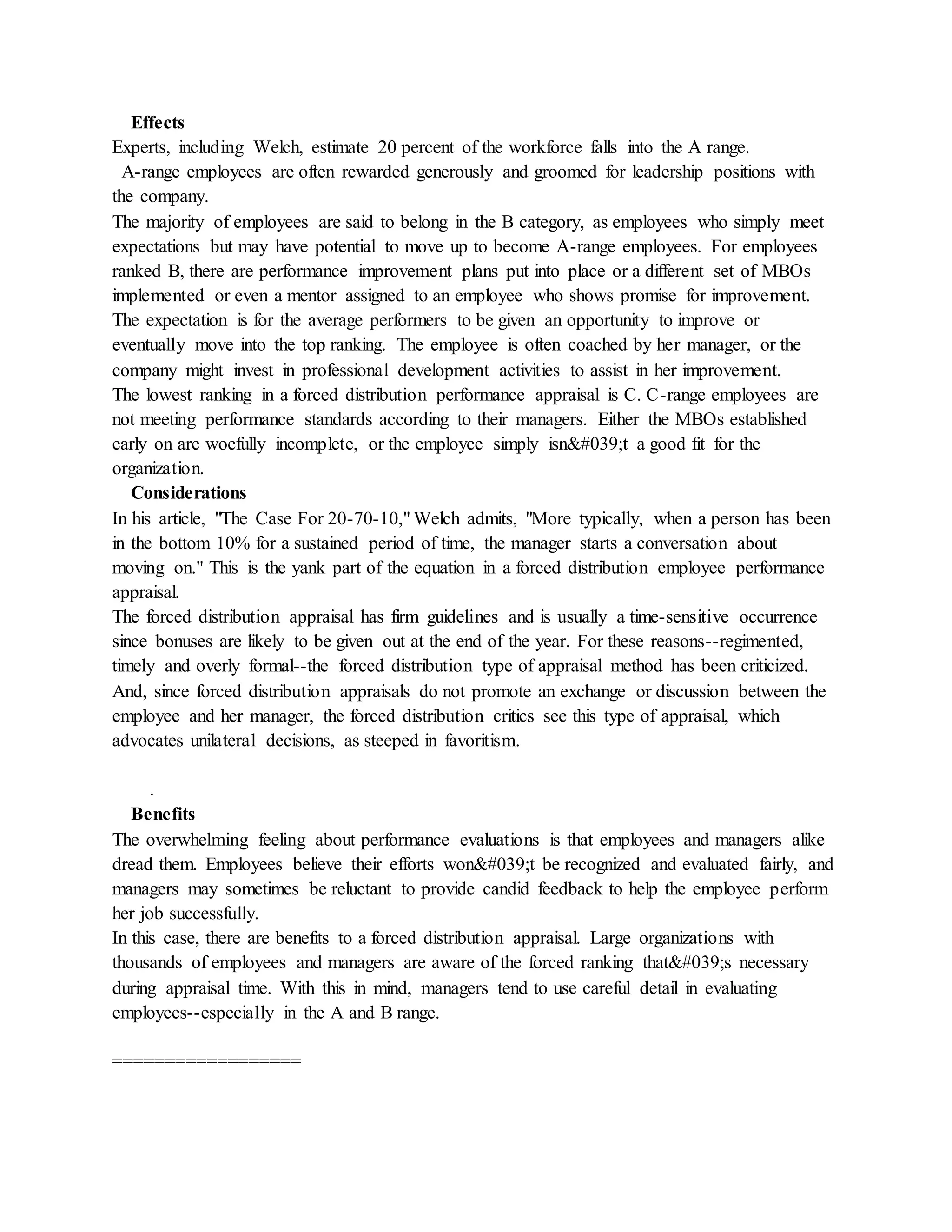 Forced distribution method of performance appraisal | DOCX | Resume ...