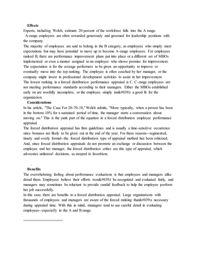 Forced distribution method of performance appraisal | DOCX