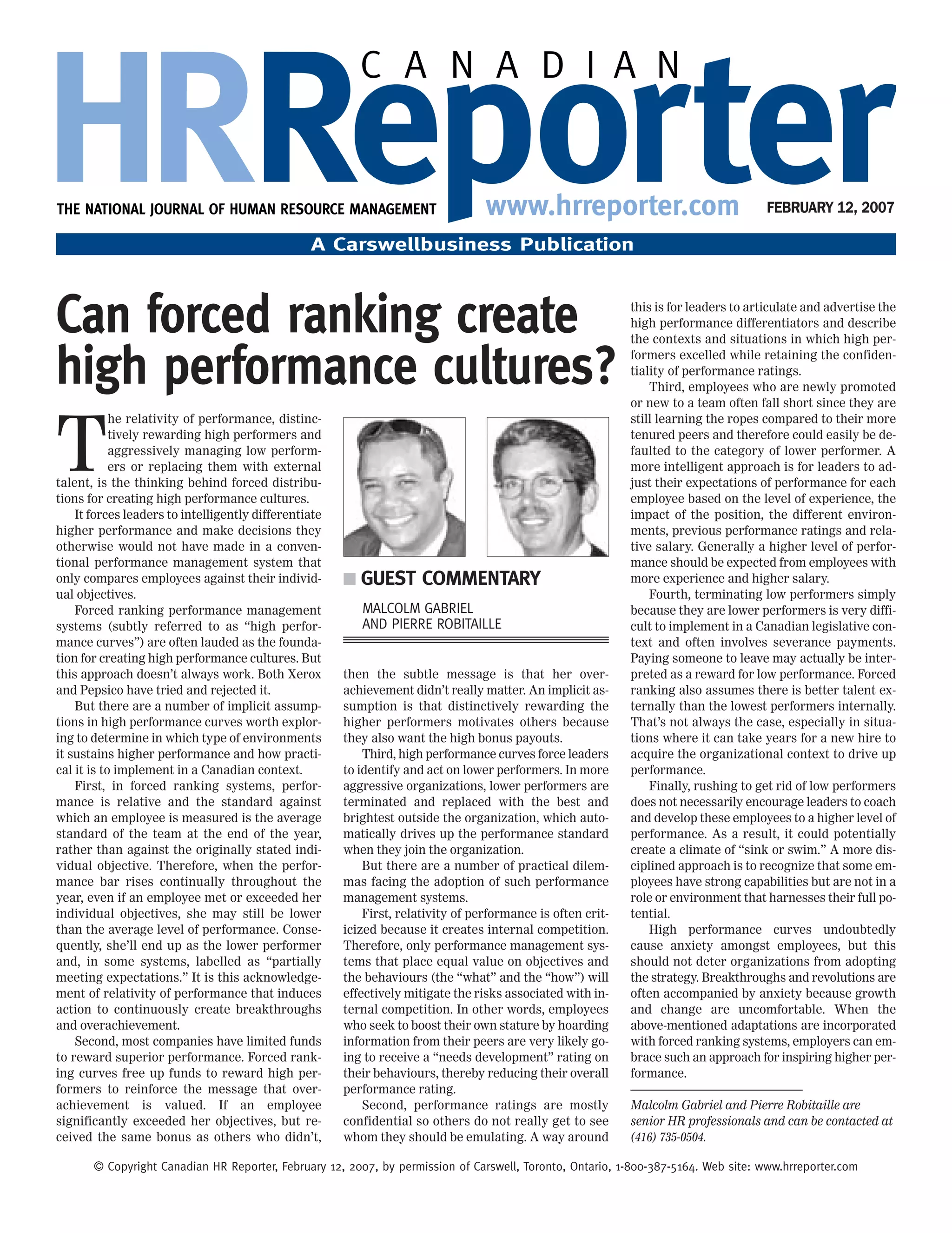 Forced ranking and high performance | PDF