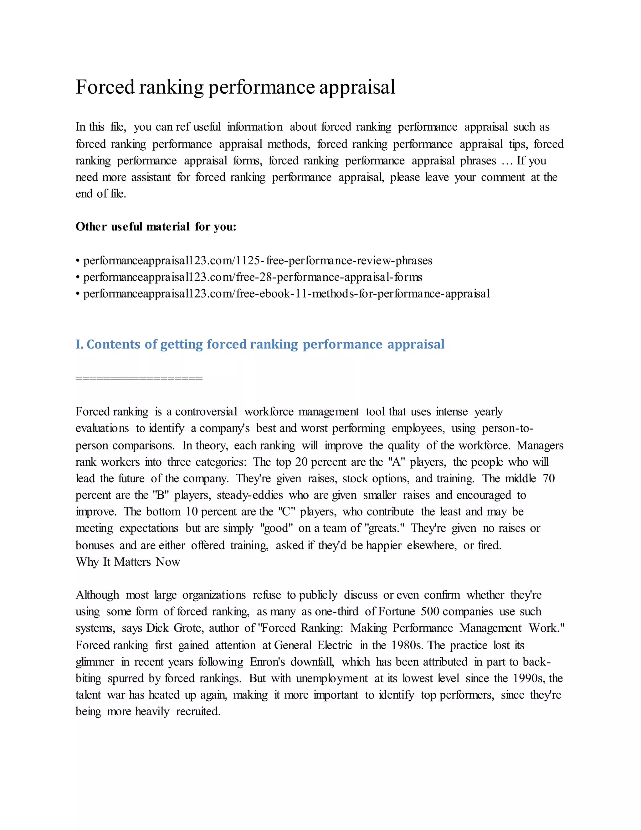 Forced ranking performance appraisal | DOCX