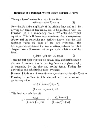 Forced Vibration - Response of a damped system under harmonic force | PDF