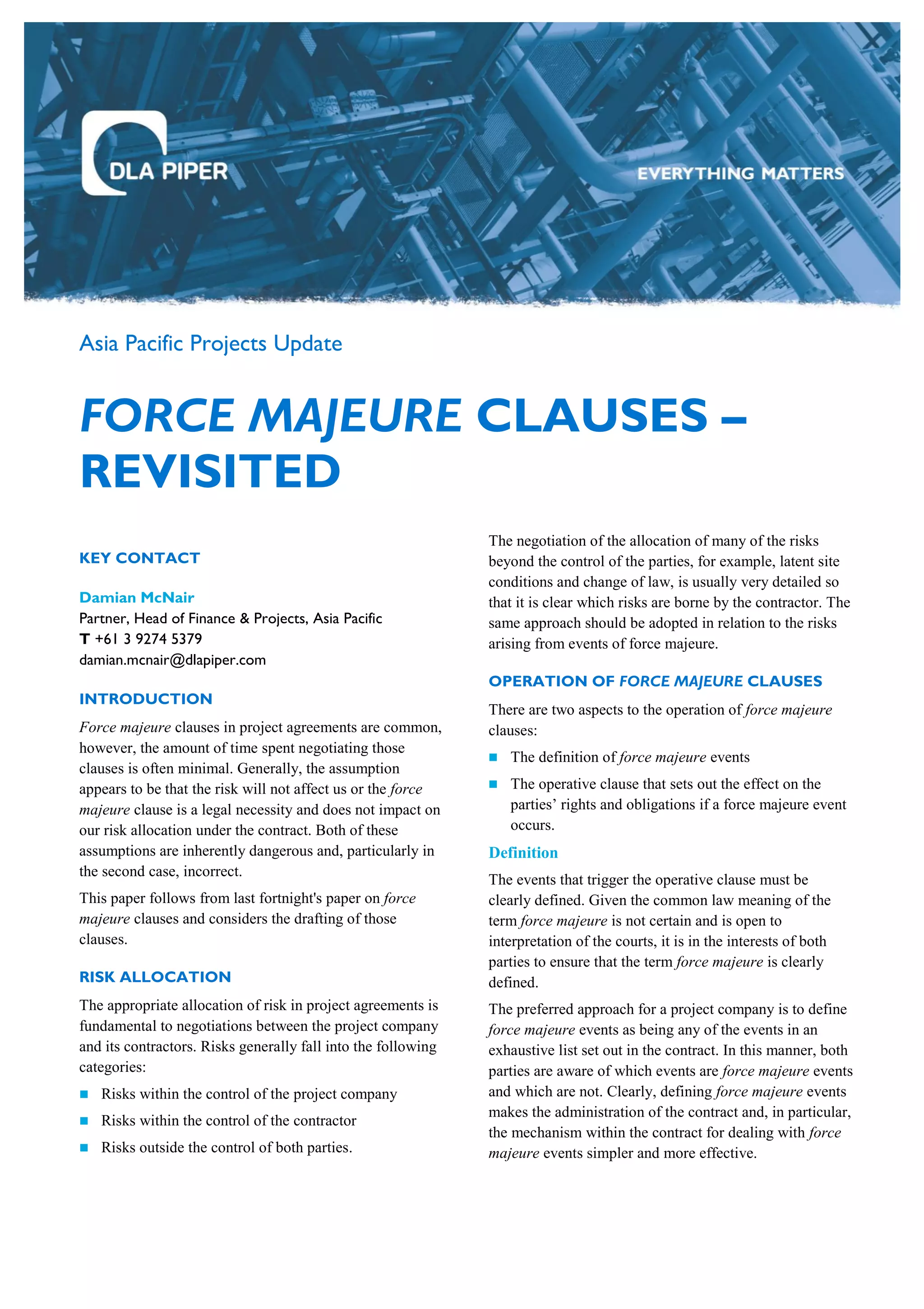 Forcemajeureclausesrevisited | PDF