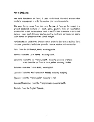 Understanding Forcemeat and the different types | PDF