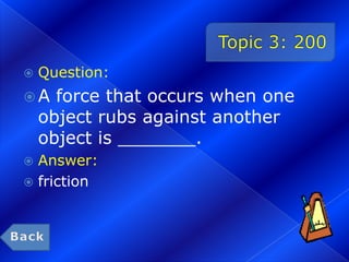 Force & Motion Jeopardy Review Game | PPTX