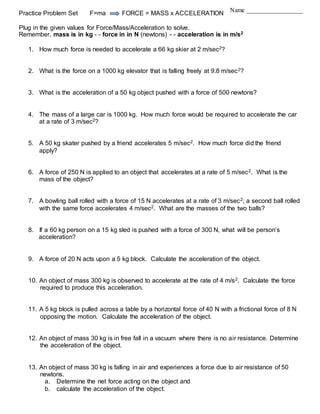 Force problems | PDF