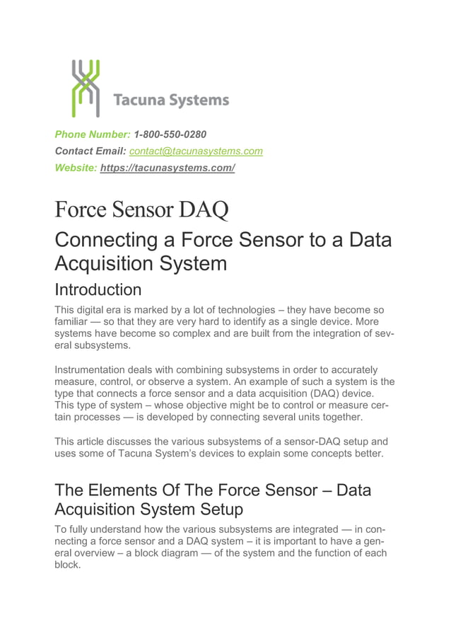 Force Sensor Data Acquisition | PDF