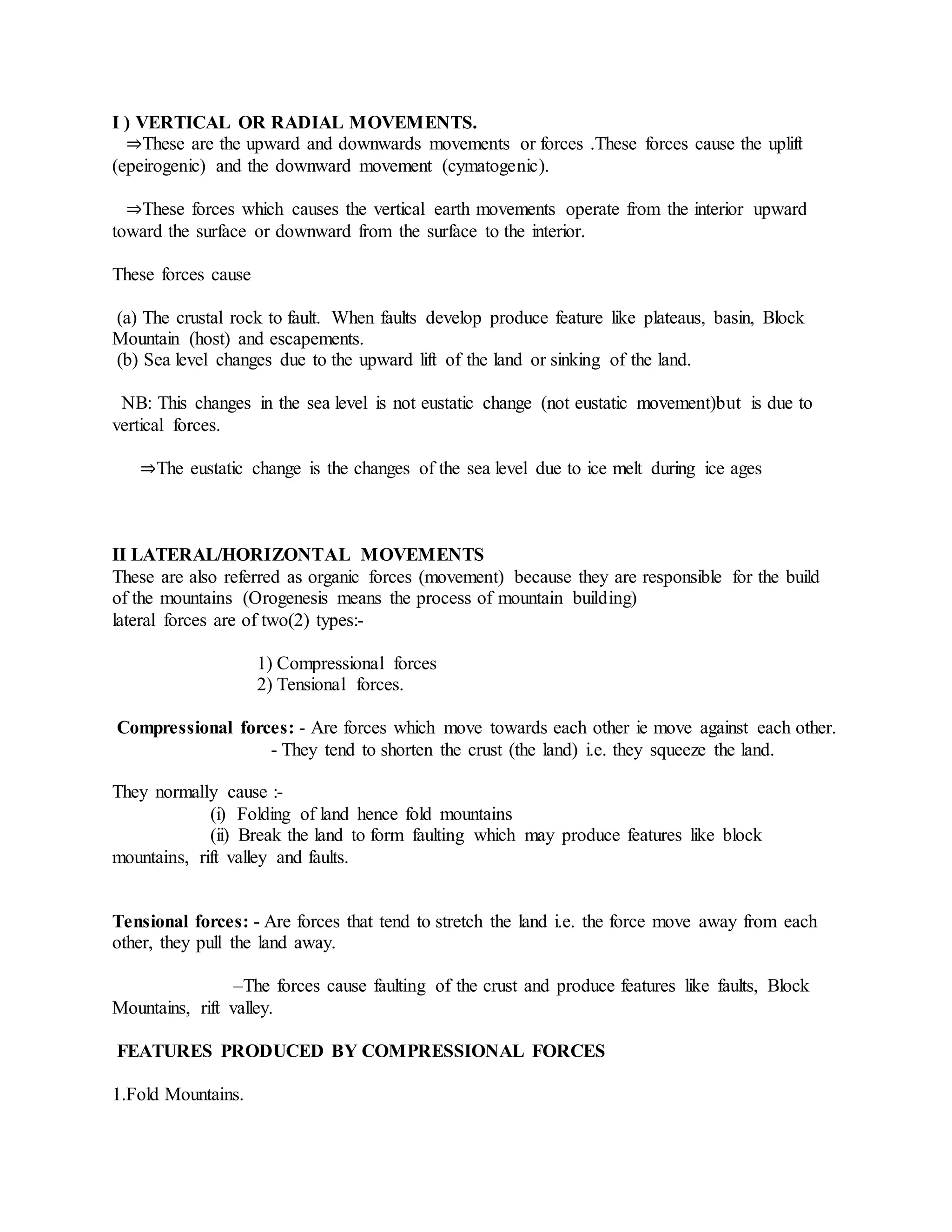 Forces that affect the structure of the earth | DOCX