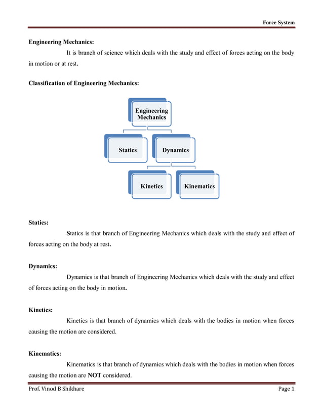 Force System-Engineering Mechanics | PDF