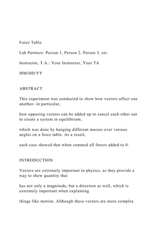 Force Table Lab Partners Person 1, Person 2, Person 3, et.docx