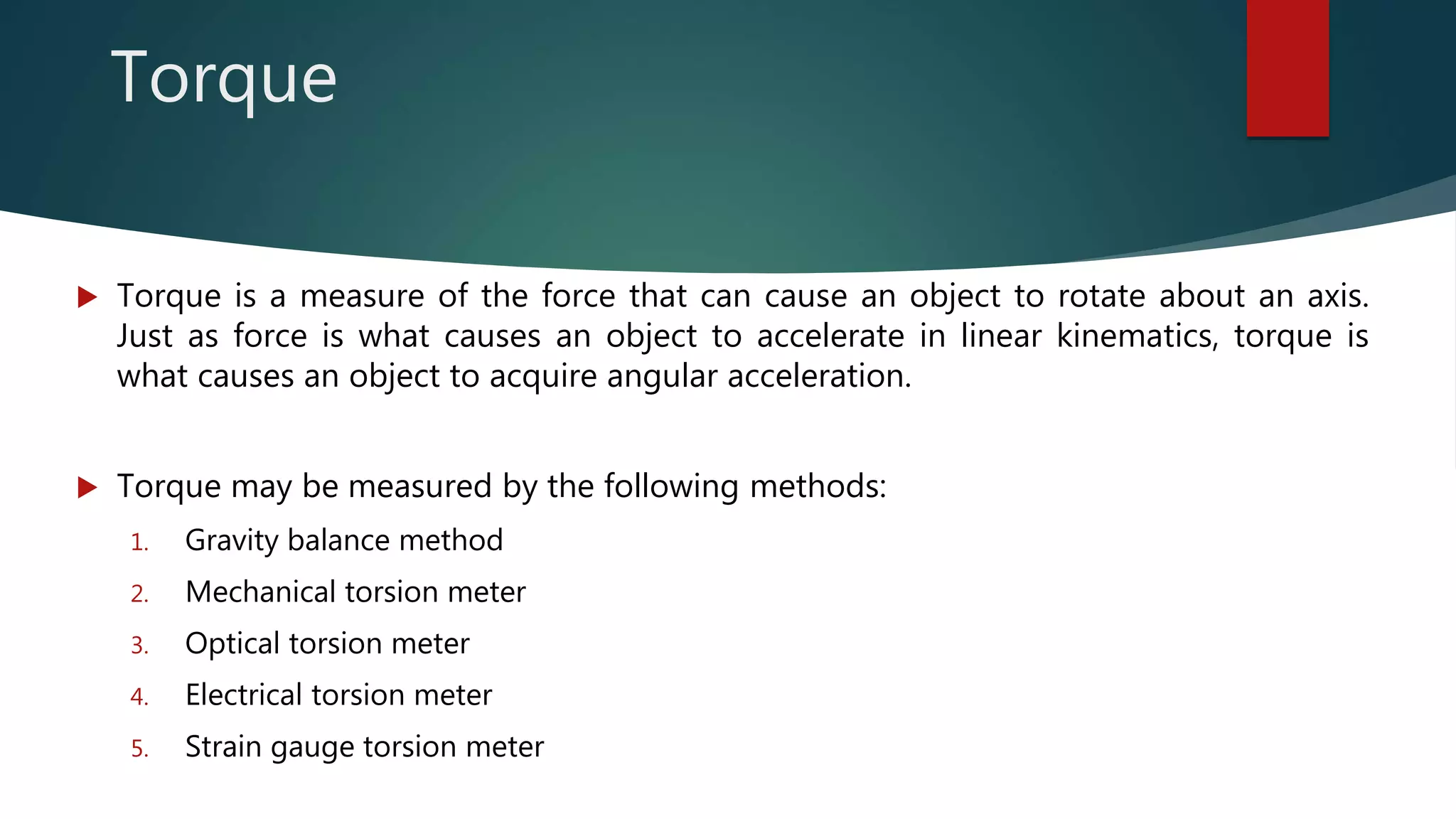 Force, torque and power measurement | PPTX