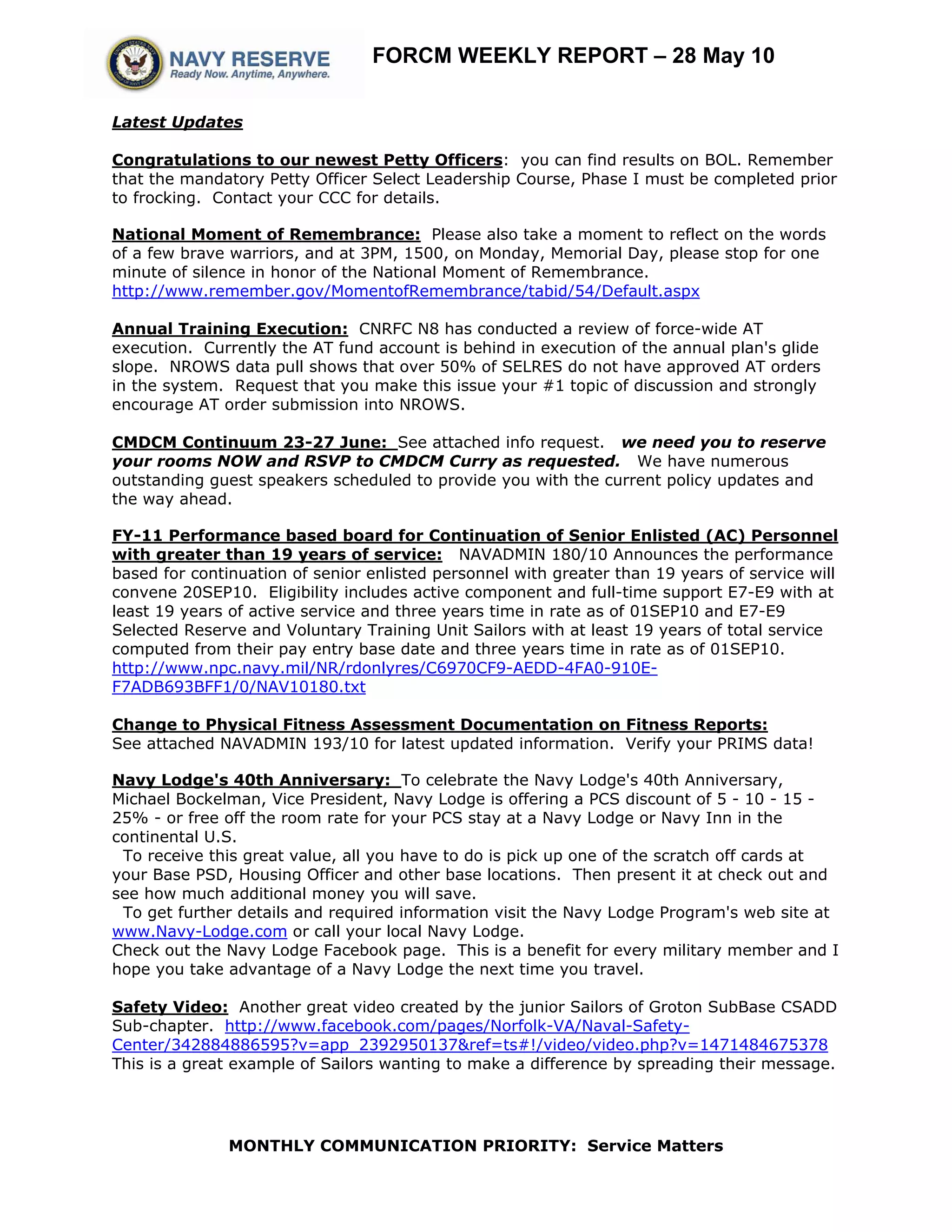 Force weekly 28 may 10 | PDF