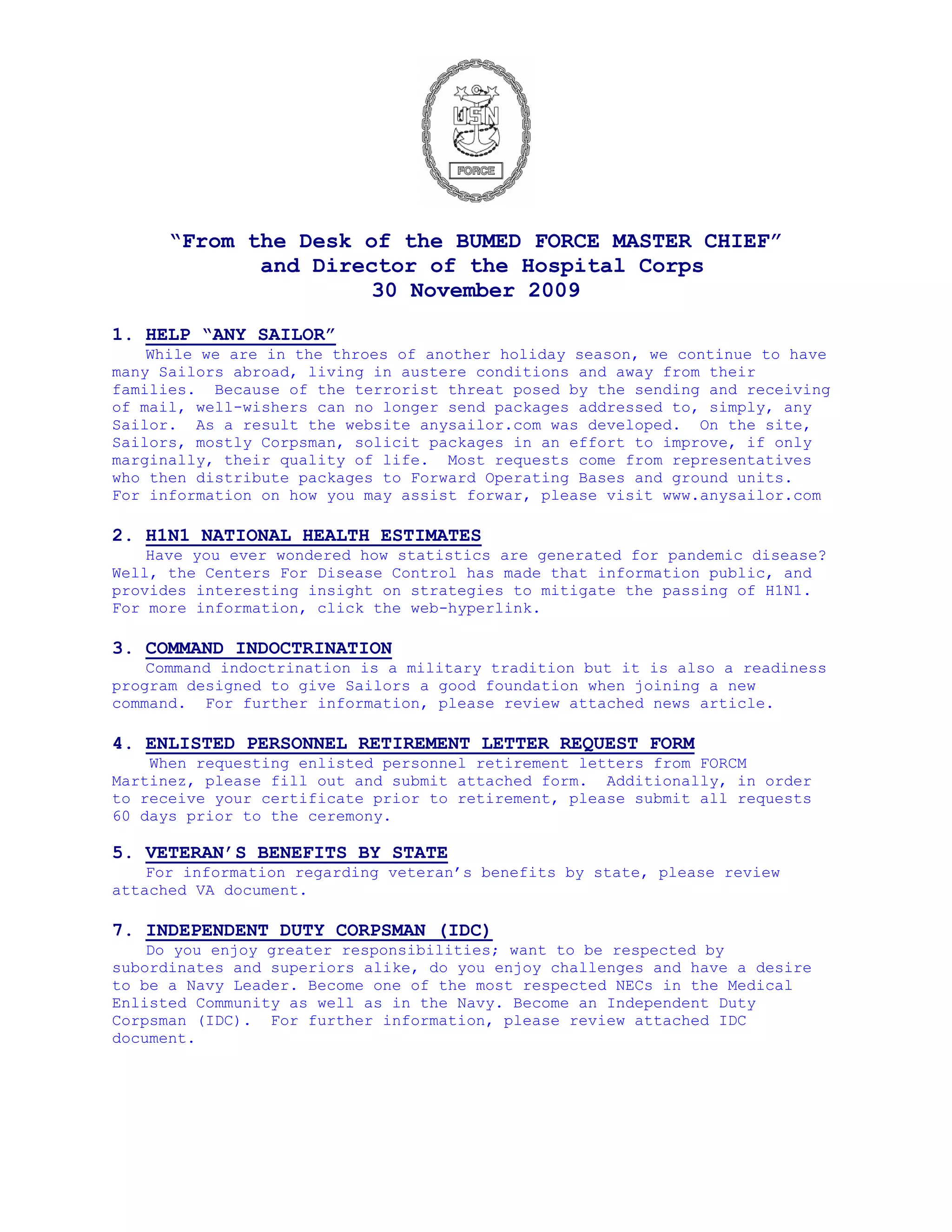 BUMED FORCM Weekly 30 Nov | PDF