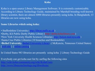 Providing First World Library services By using Koha, DSpace, vufind ...
