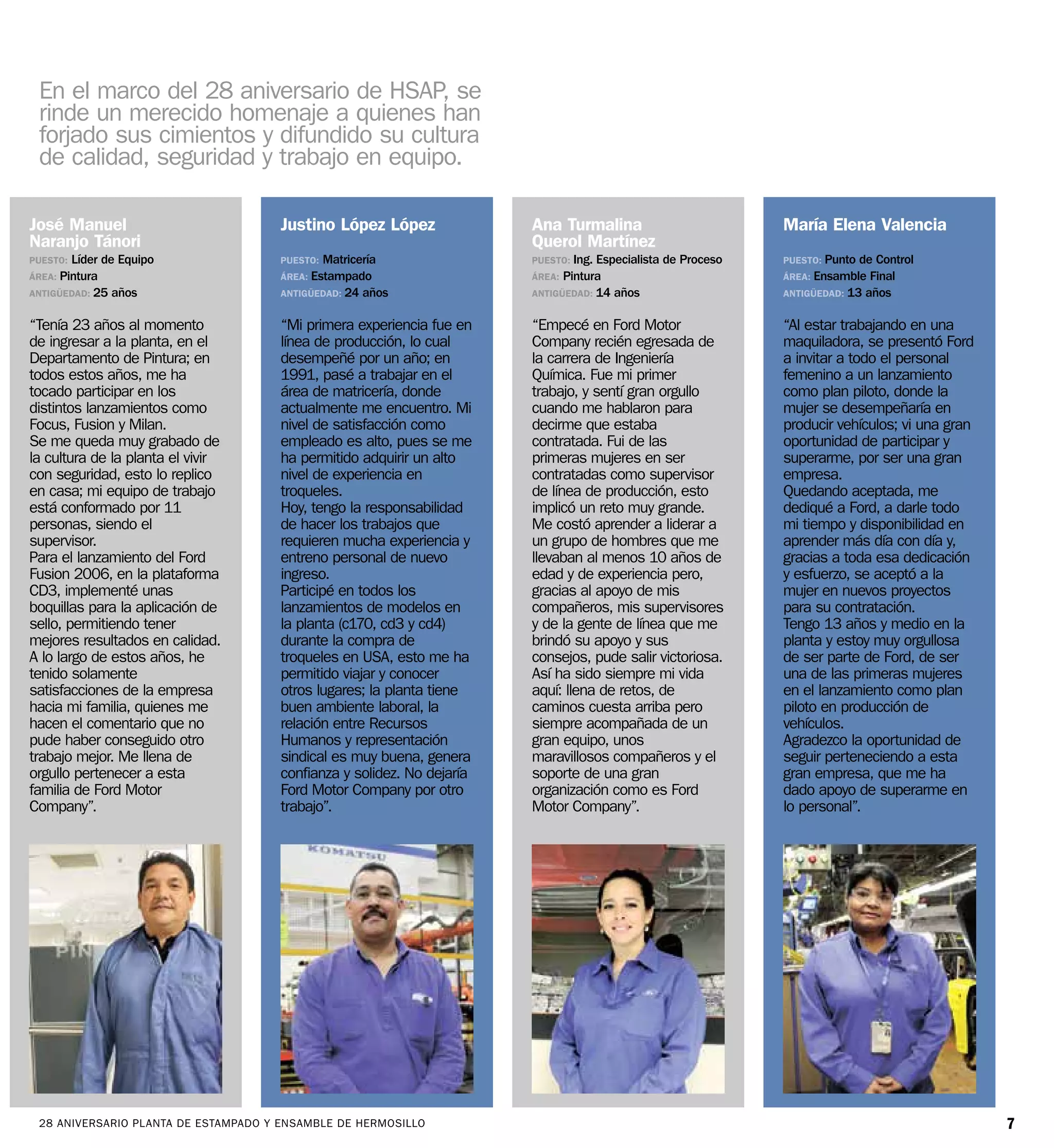 FORD - Planta de estampado y ensamble de Hermosillo. 28° Aniversario | PDF
