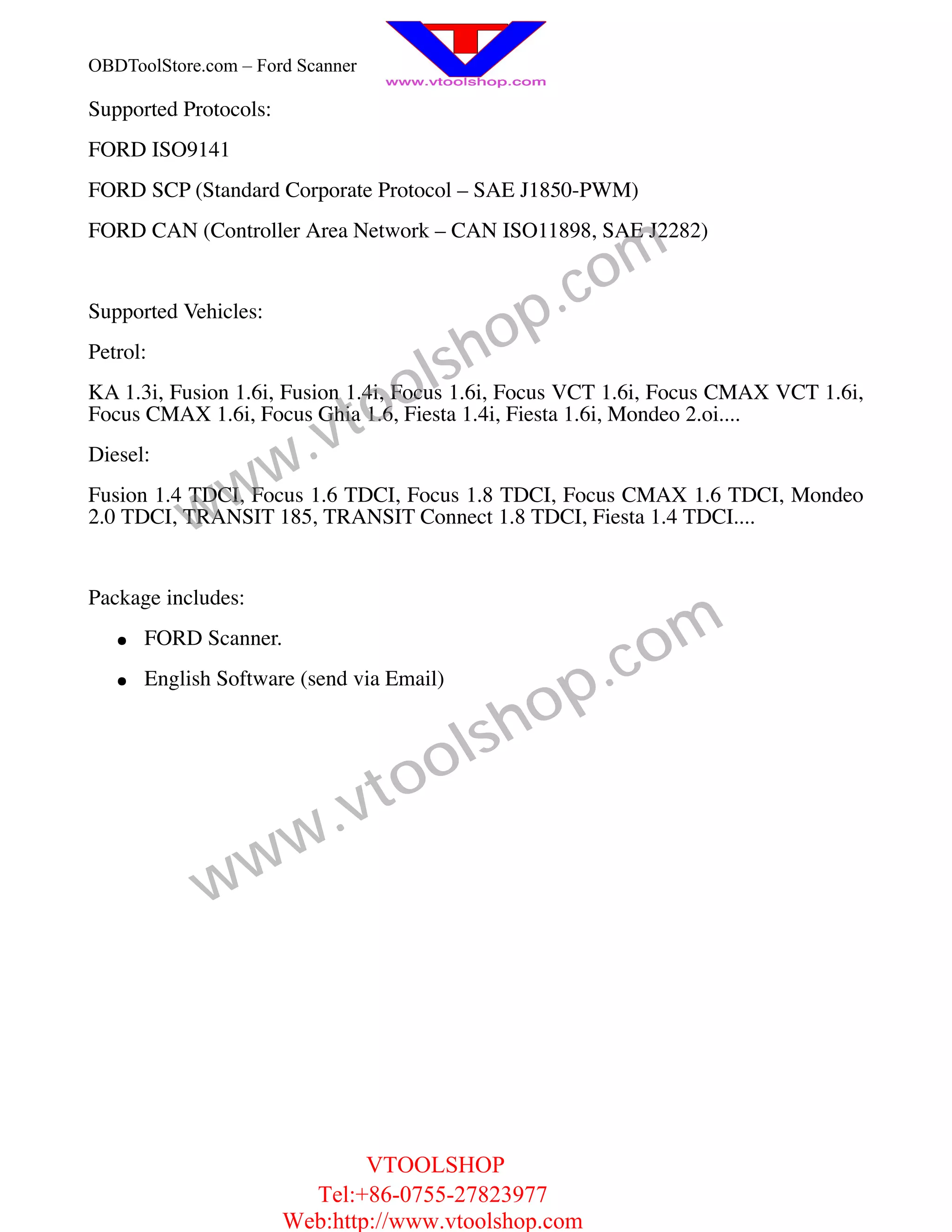 How to use Ford Scan Tools - Ford Scanner Use Manual | VtoolShop | PDF ...