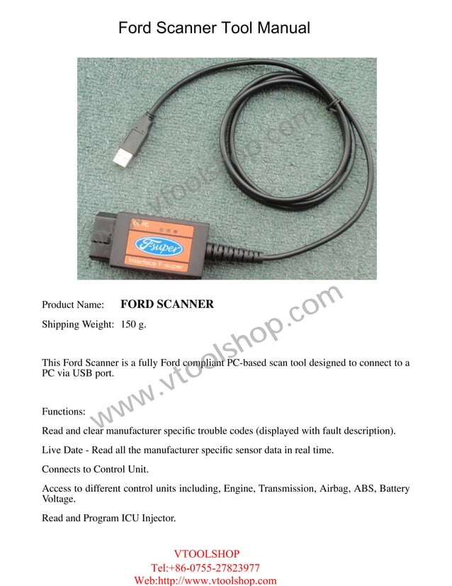 How to use Ford Scan Tools - Ford Scanner Use Manual | VtoolShop | PDF | Computer Peripherals ...