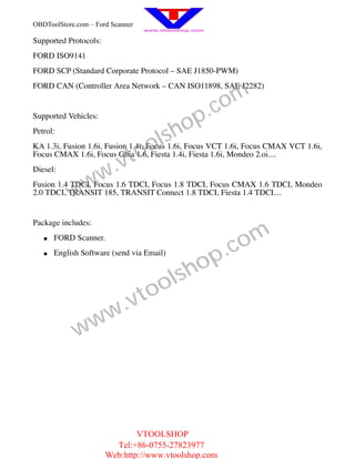 How to use Ford Scan Tools - Ford Scanner Use Manual | VtoolShop | PDF ...