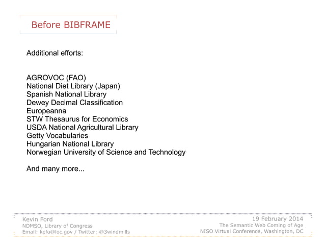 Semantic Web Applications in Libraries: The Road to BIBFRAME | PPT