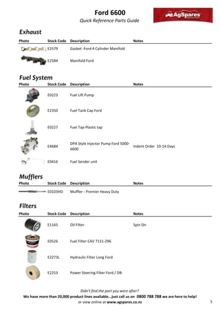Ford 6600 parts catalogue | PDF