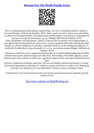 For Death Penalty Essay | PDF
