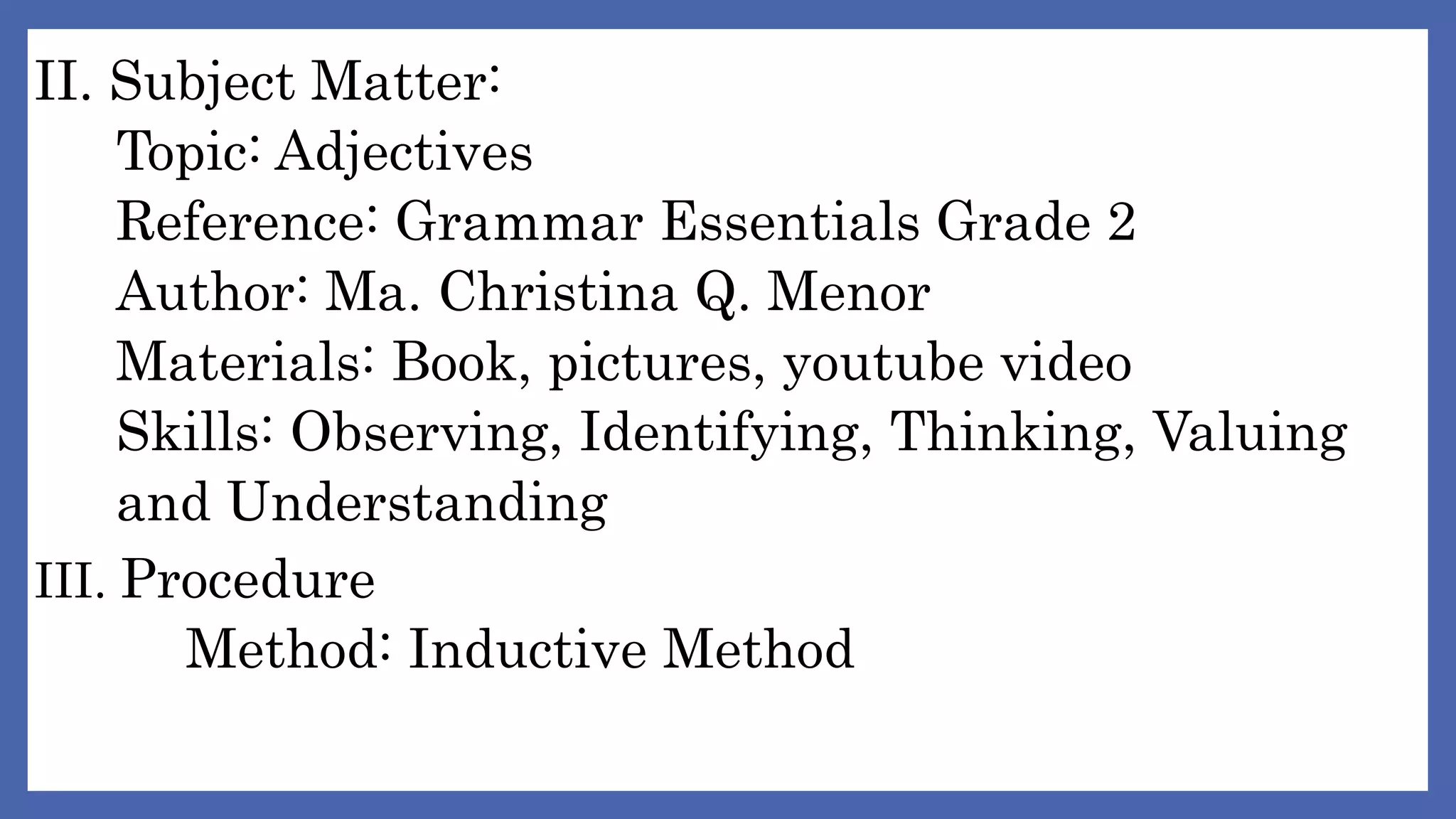INDUCTIVE METHOD DETAILED LESSON PLAN | PPTX