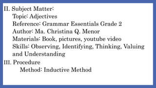 INDUCTIVE METHOD DETAILED LESSON PLAN | PPTX
