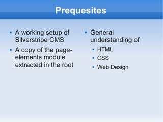 Building a Silverstripe Page Elements template for Web designers | PDF