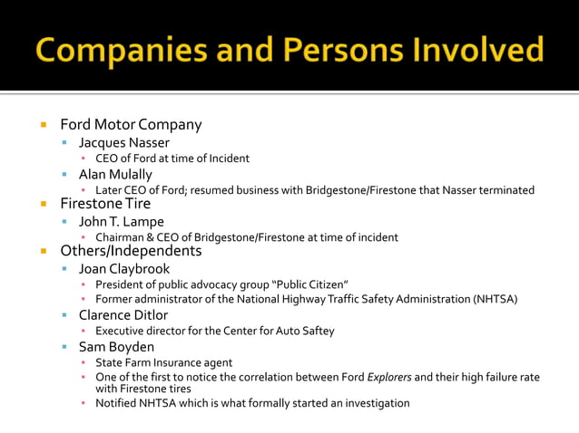 Ford – firestone tire case | PPTX | Auto Safety Technologies | Auto ...