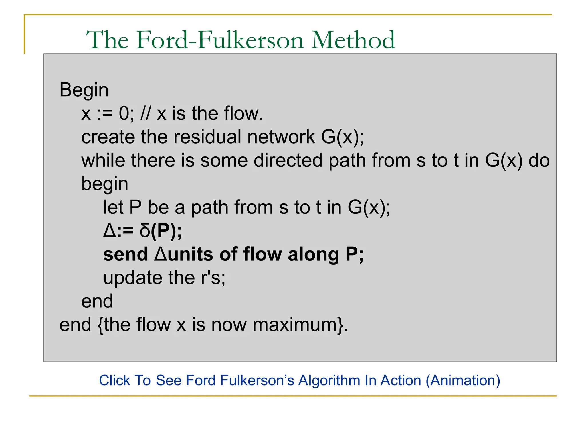 Ford Fulkerson Algorithm with example .ppt