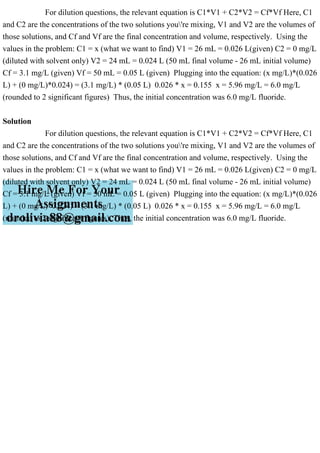 For dilution questions, the relevant equation is .pdf