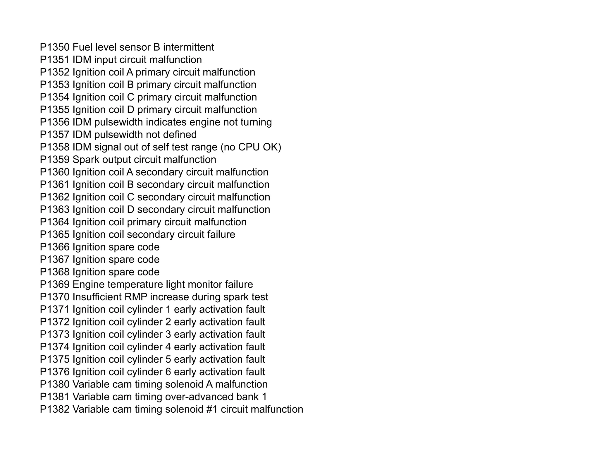 Ford OBD2 Code List (PDF) | PDF