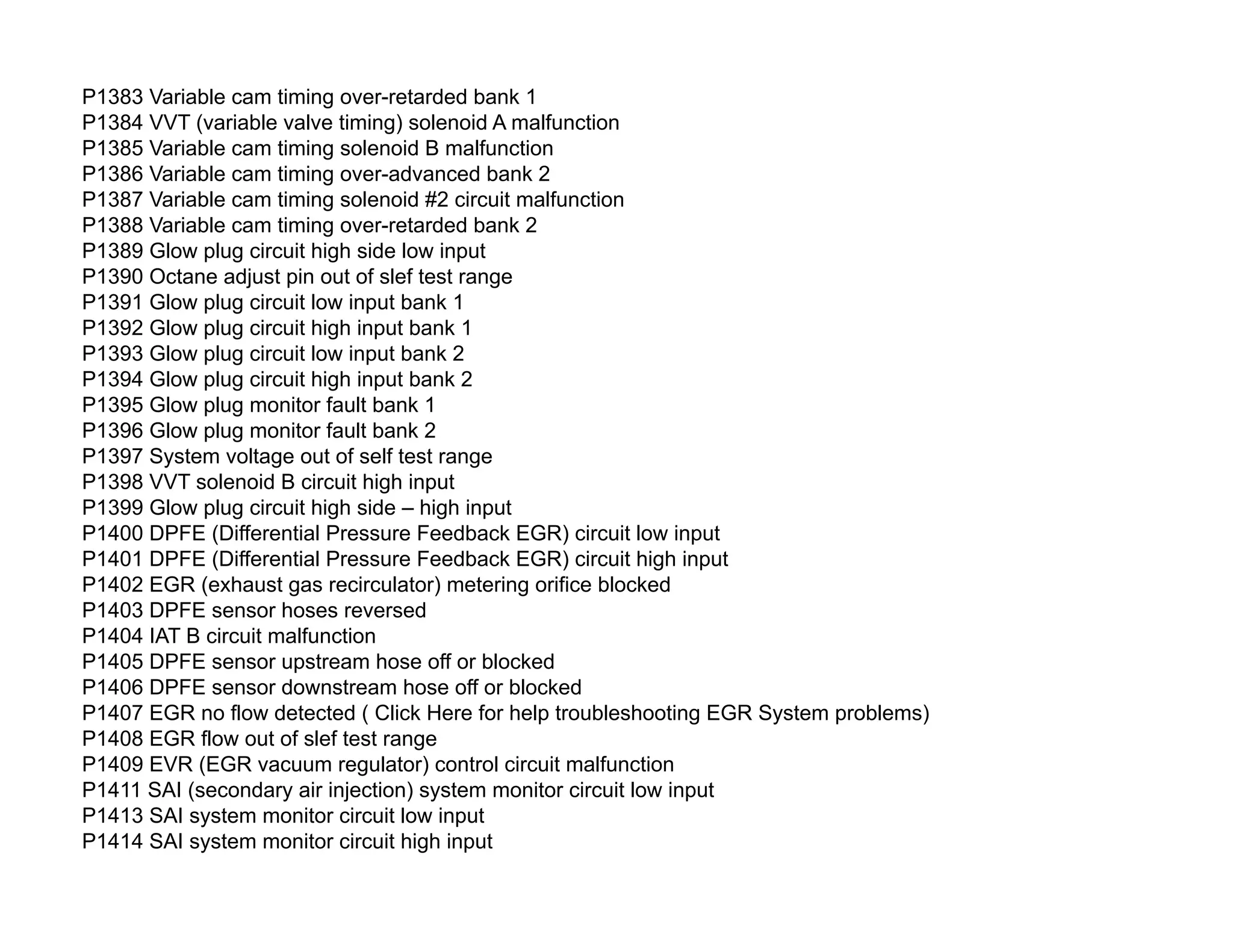 Ford OBD2 Code List (PDF) | PDF