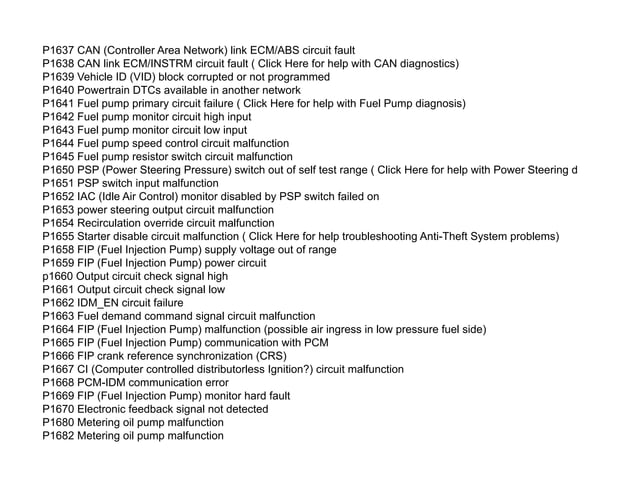 Ford OBD2 Code List (PDF) | PDF | Auto Type | Automotive