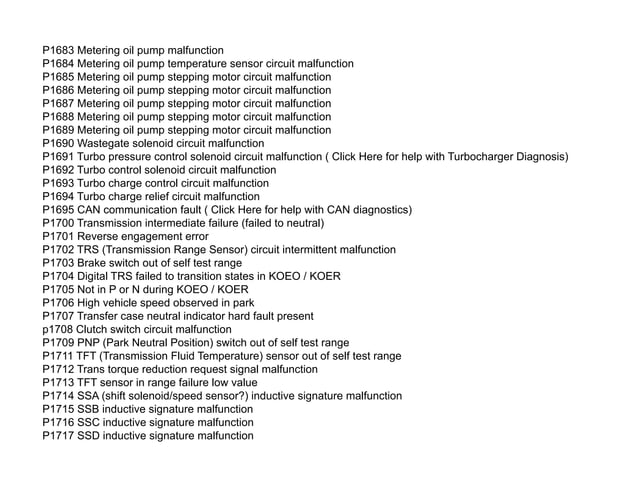 Ford OBD2 Code List (PDF) | PDF | Auto Type | Automotive