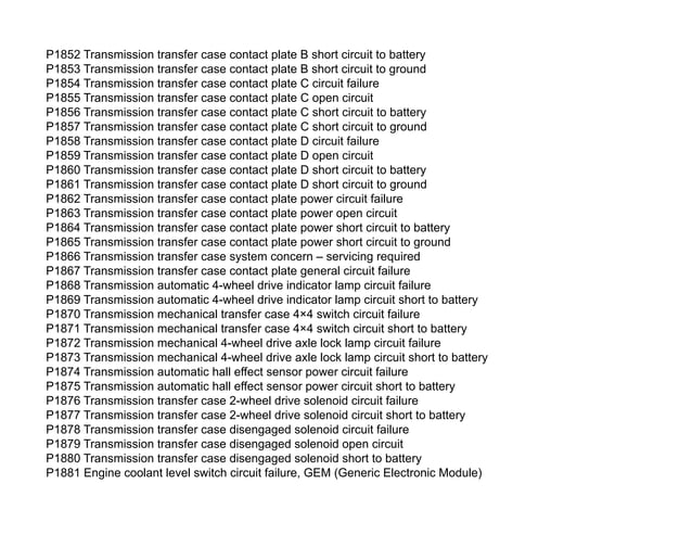 Ford OBD2 Code List (PDF) | PDF | Auto Type | Automotive