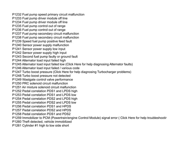 Ford OBD2 Code List (PDF) | PDF | Auto Type | Automotive