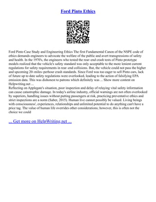 Ford Pinto Ethics | PDF