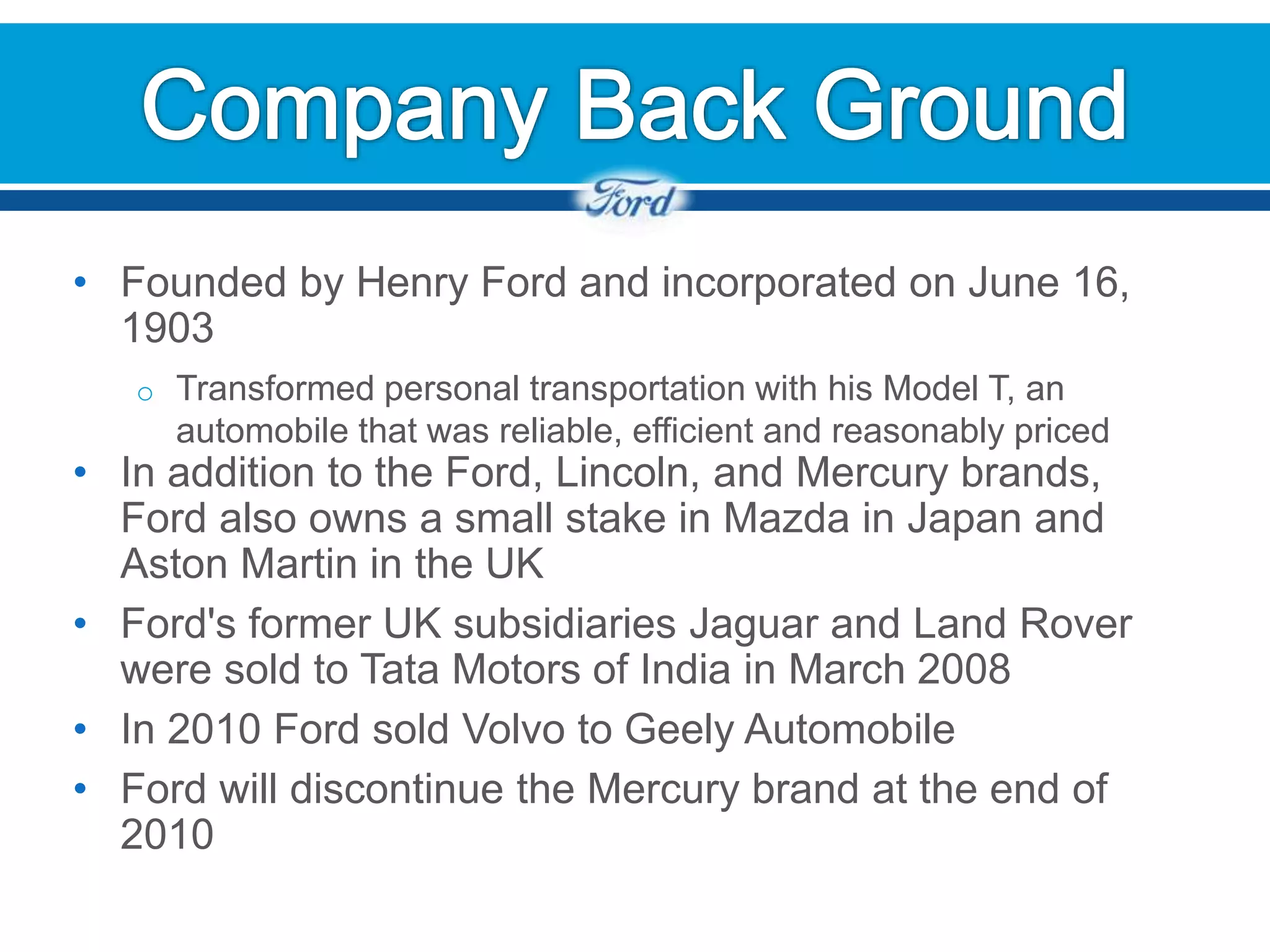 Ford’S Strategic Positioning | PPTX