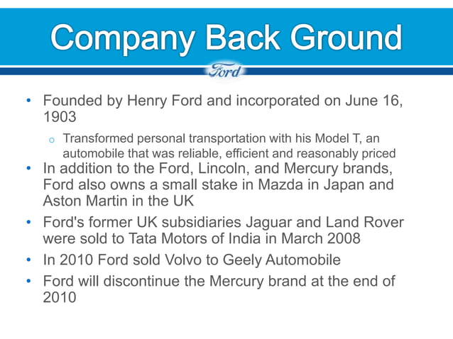 Ford’S Strategic Positioning | PPTX | Automotive Industry | Industries