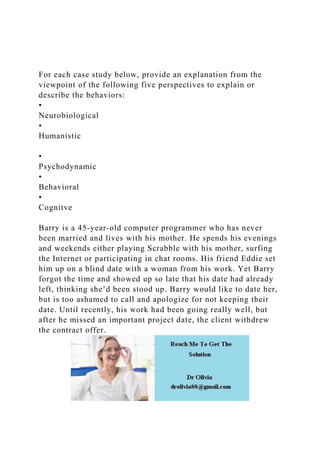 For each case study below, provide an explanation from the viewp.docx